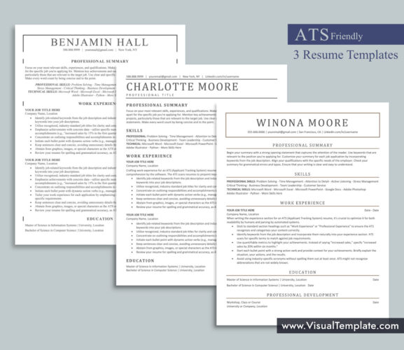 ATS-Friendly Resume Templates for MS Word, Modern CV Template ...
