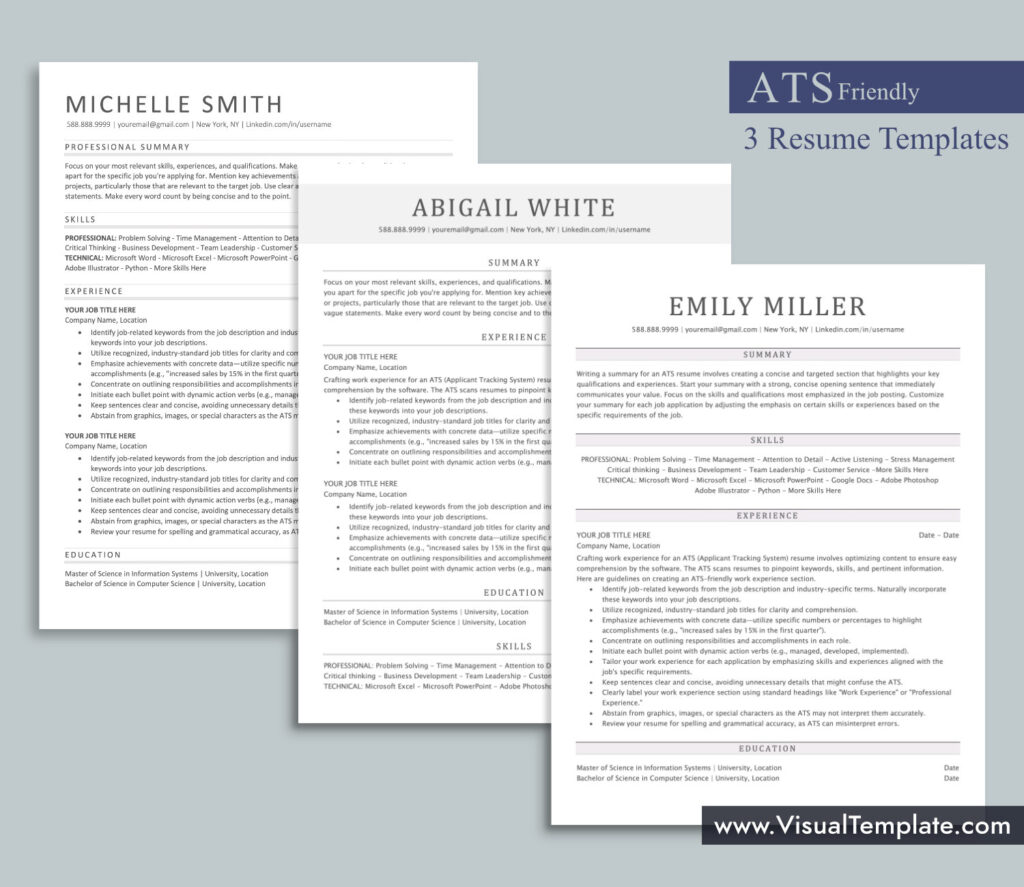 ATS-Friendly Resume Templates for MS Word, Modern CV Template ...