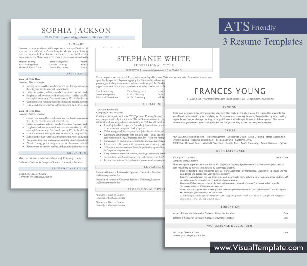 ATS-Friendly Resume Templates for MS Word, Modern CV Template ...