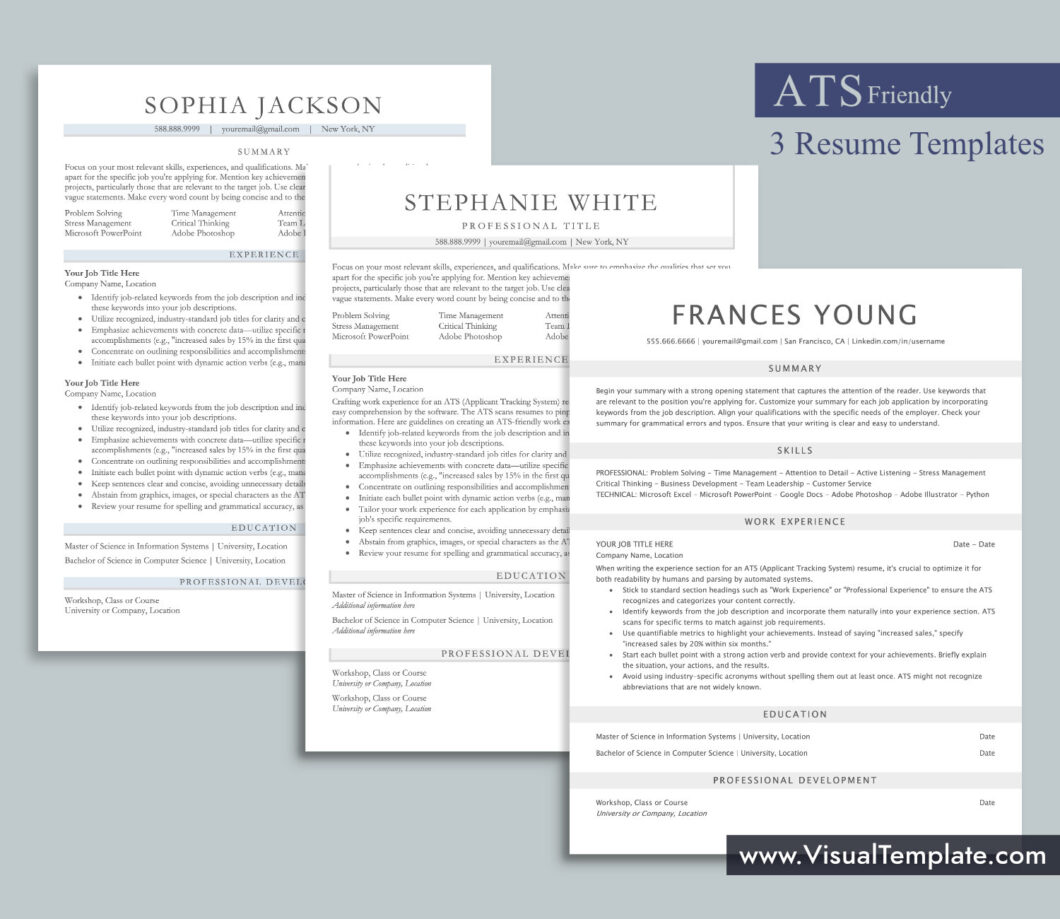 ATS-Friendly Resume Templates for MS Word, Modern CV Template ...