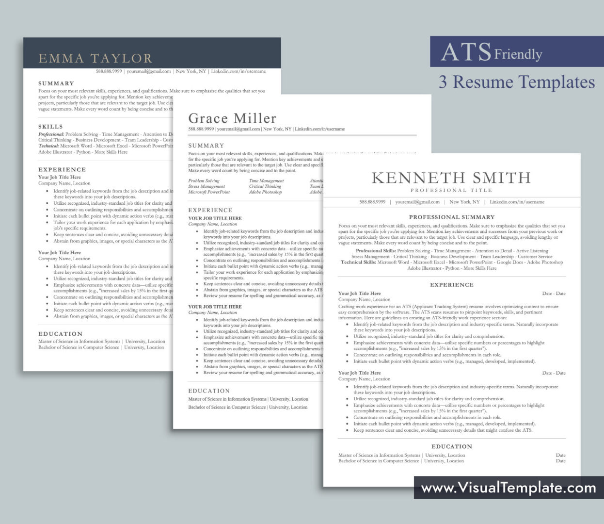 ATS-Friendly Resume Template for MS Word, Modern CV Template ...