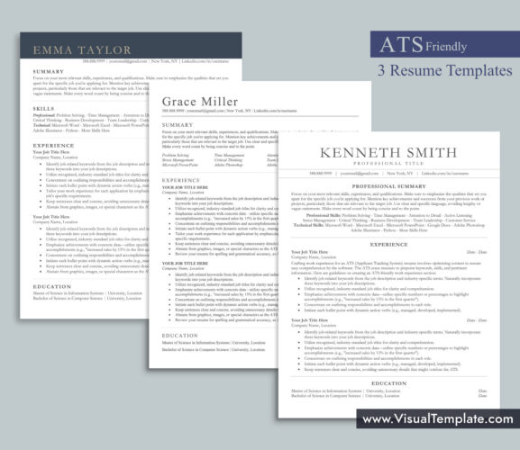 ATS-Friendly Resume Templates for MS Word, Modern CV Template ...