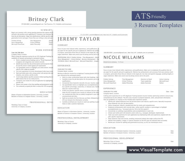ATS-Friendly Resume Templates for MS Word, Modern CV Template ...