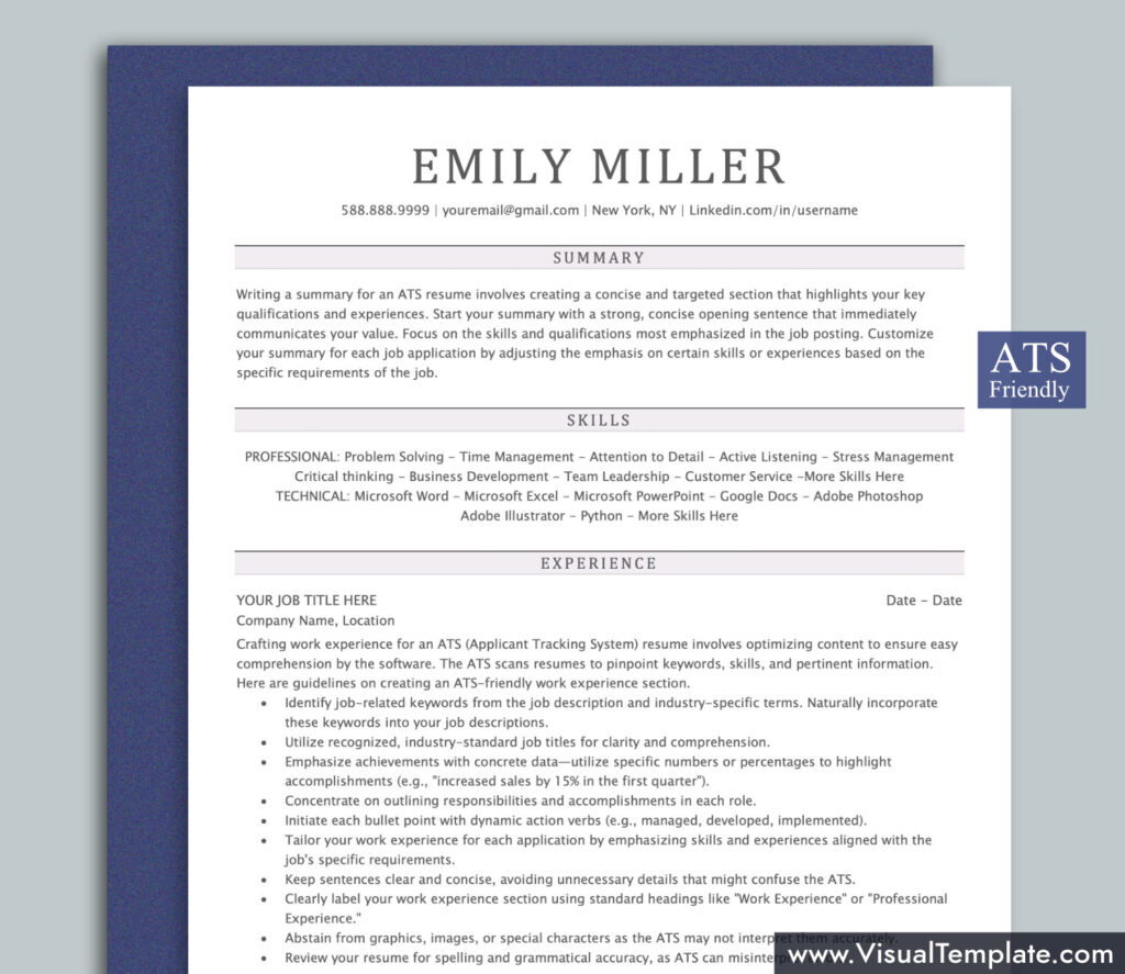ATS-Friendly Resume Template for MS Word, Modern CV Template ...