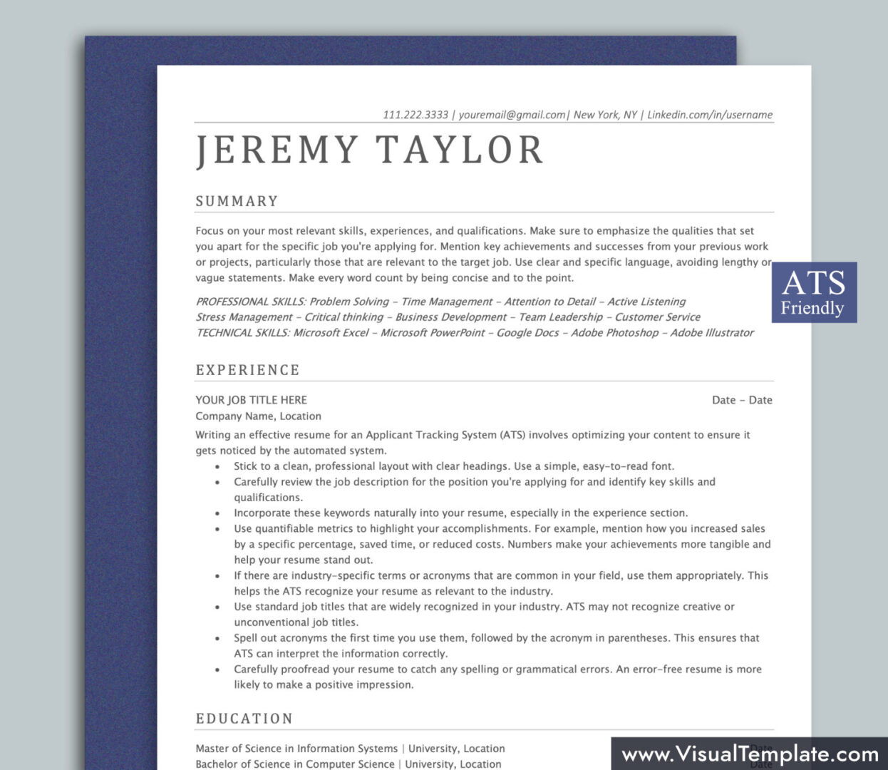 ATS Resume Templates – VisualTemplate.com