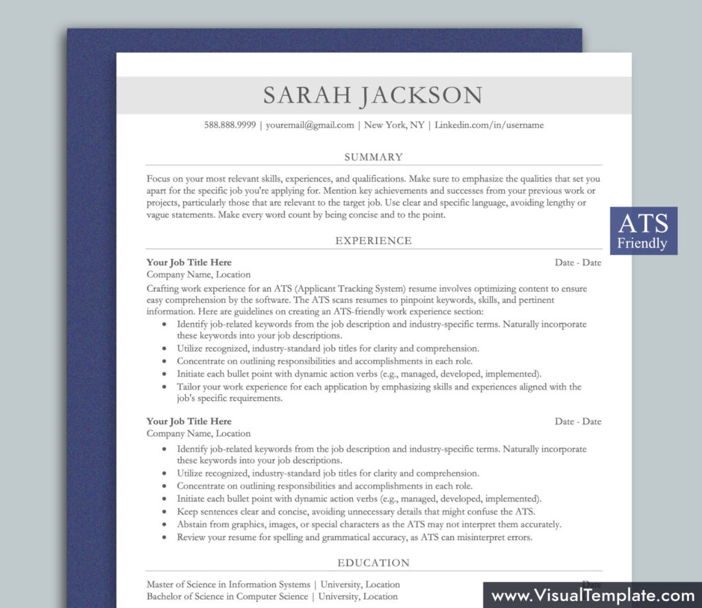 ATS-Friendly Resume Template for MS Word, Modern CV Template ...