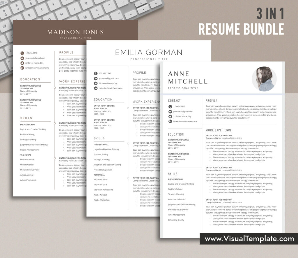 2019 Functional Resume Templates and Resume Bundle – VisualTemplate.com