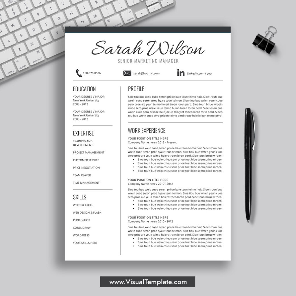 Beautiful Resume / CV Template for MS Word, Modern Resume Format ...