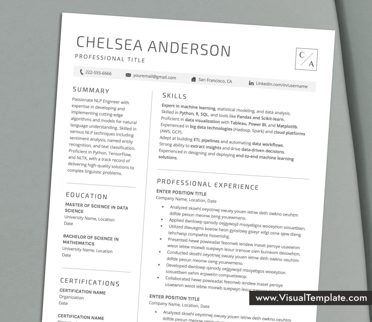Skill-First Resume Template for MS Word, Skill-First CV Template ...